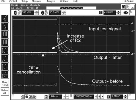 Scope Screenshot Showing The Input Test Signal And The Output Signals