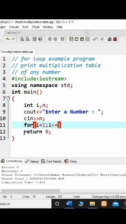 58 C Program To Print Multiplication Table Of A Number C Tutorial C Programming