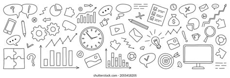 Business Management Outline Icon Collection Simple Stock Vector