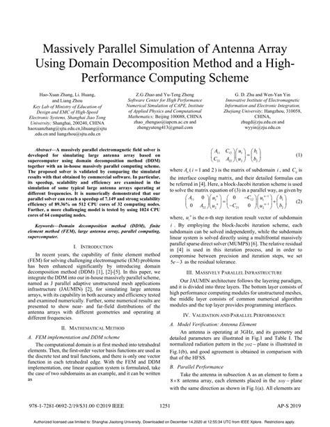 pdf massively parallel simulation of antenna array using domain decomposition method and a