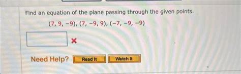 Solved Find An Equation Of The Plane Passing Through The Chegg