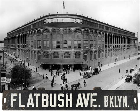Vintage C1950s Flatbush Avenue Sign Ebbets Field Brooklyn Dodgers