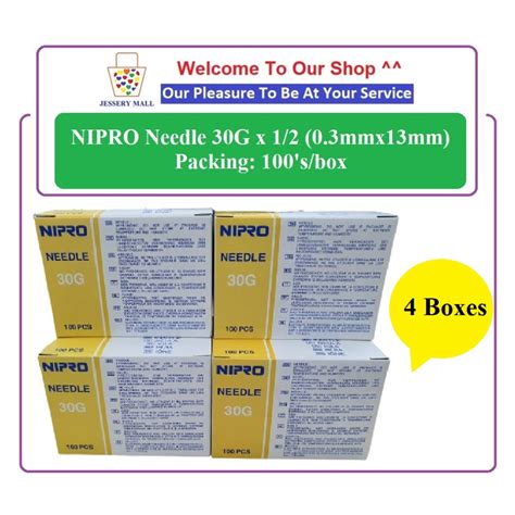 Nipro Needle 30g X 1 2 0 30 X 13mm 100s Box 4 Boxes Pack Total 400pcs Shopee Malaysia
