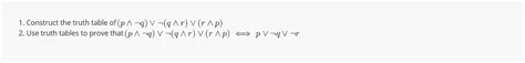Solved 1 Construct The Truth Table Of P Y V An R V