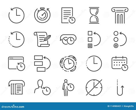 History And Time Management Icon Set Included The Icons As Anti Aging