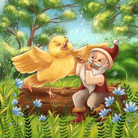 Иллюстрация Гном спит в стиле детский, книжная графика, персонажи