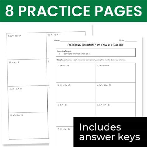 Factoring Quadratics Guided Notes And Worksheet Unit Bundle Tpt