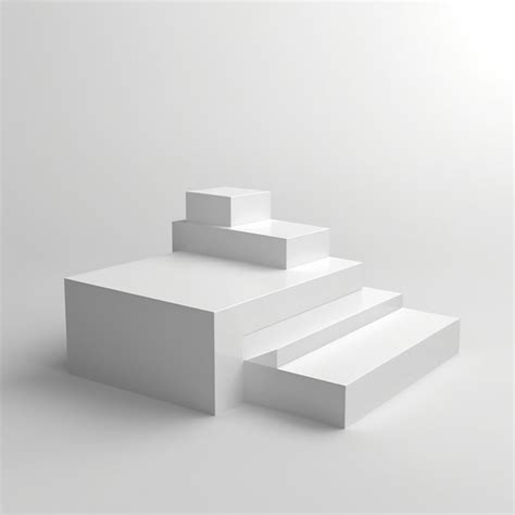 제품 쇼케이스 및 프리젠테이션을 위한 단순한 계단 디자인의 흰색 3d 연단 프리미엄 사진
