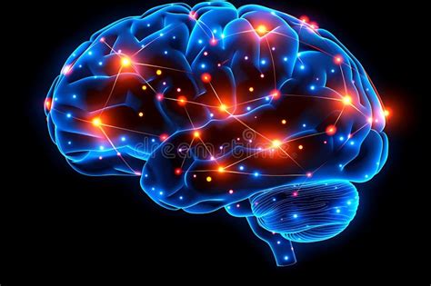 A Digital Illustration Of A Human Brain In Vibrant And Abstract Stock