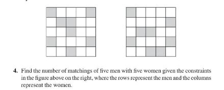 Solved Find The Number Of Matchings Of Five Men With Five Chegg Com