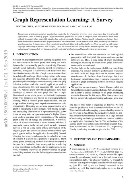 Graph Representation Learning A Survey Deepai