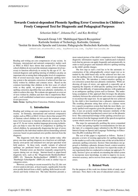Pdf Towards Context Dependent Phonetic Spelling Error Correction In