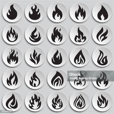 ชุดไอคอนเปลวไฟบนพื้นหลังแผ่นสําหรับการออกแบบกราฟิกและเว็บ ที่ทันสมัยที่เรียบง่ายสัญญา ภาพประกอบ