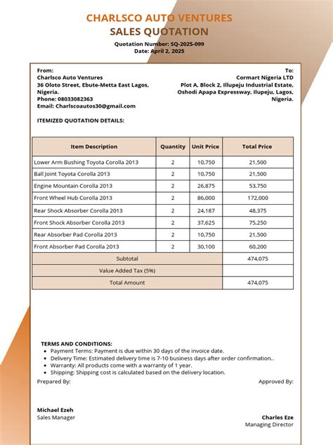 Brown White Simple Gradient Sales Quotation A4 Document Pdf