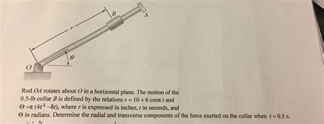 solved rod oa rotates about o in a horizontal plane the