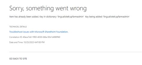 error item has already been added when attempting to access configure service accounts and