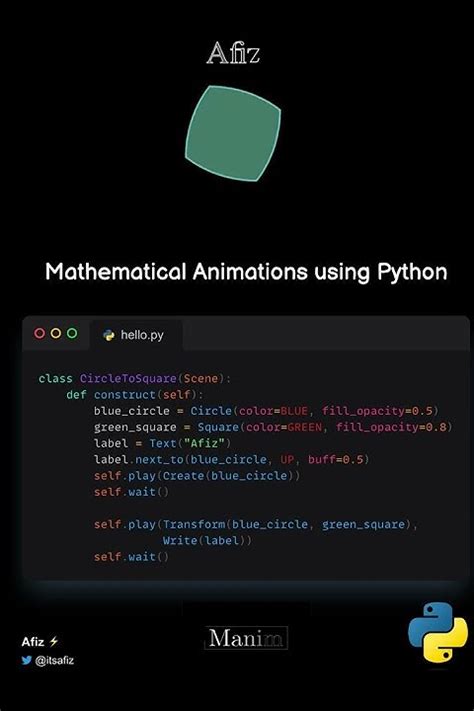 Create Animations In Python With Just Fews Like Of Code Shorts Python Animation Manim Youtube