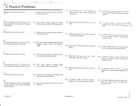 Worksheet Mole Mass Problems — Db