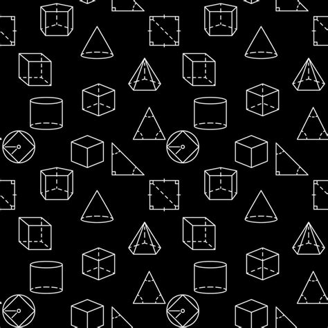 Mathematics Figures Dark Thin Line Seamless Pattern Geometry Education