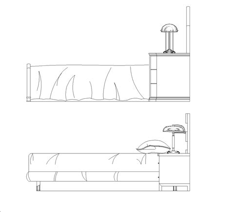 Beds With Bedside Tables DWG CAD Block Free Download