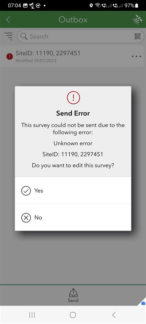 Cannot Send Survey Due To Unknown Error Esri Community