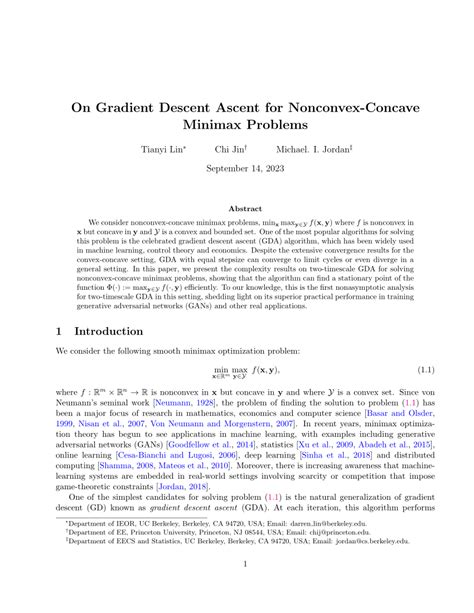 Pdf On Gradient Descent Ascent For Nonconvex Concave Minimax Problems