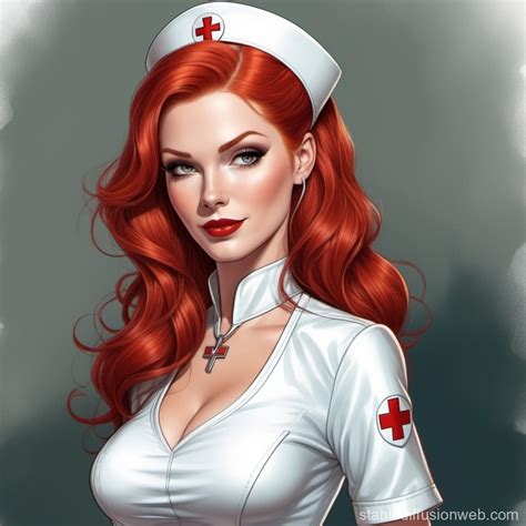 Redhead Nurse In White Leather Dress Stable Diffusion Online