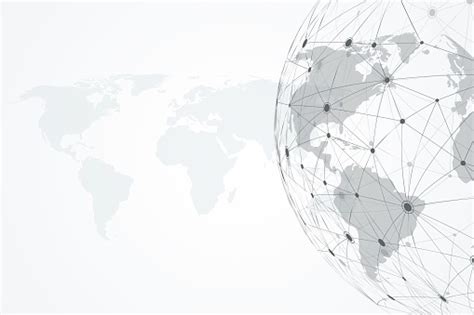 동적 포인트와 라인 글로벌 네트워크 연결입니다 세계 지도 함께 인터넷 연결 배경입니다 연결 구조를 추상화 합니다 다각형 공간 배경입니다 벡터 일러스트 레이 션 질감에 대한