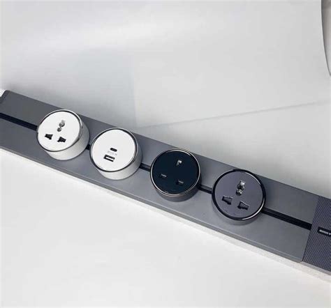 Aluminum Wall Track Socket Embedded Orbital Eu Movable Modular Power Rail Plug System Desktop
