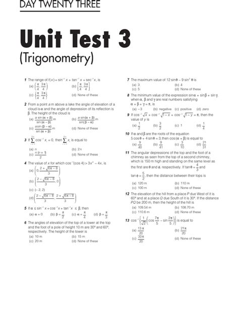 Test On Trigonometric Pdf Angle Trigonometry