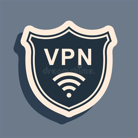 Black Shield With Vpn And Wifi Wireless Internet Network Symbol Icon On Grey Background Vpn