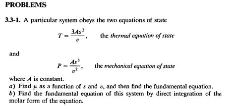 [solved] a particular system obeys the two equations of state problems