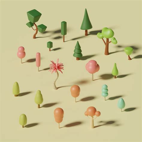 3d Model Low Poly Style Trees Toffu Co
