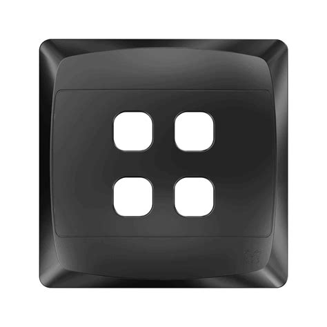 4 Lever Grid Plate 4x4 Black Megatech Electrical Supplies