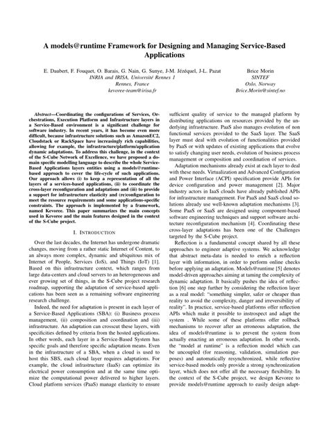 Pdf A Modelsruntime Framework For Designing And Managing Service Based Applications