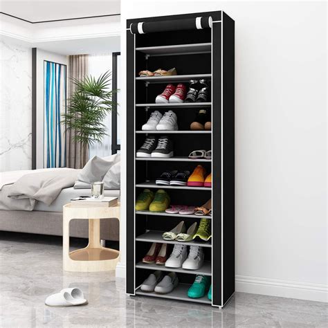 Zimtown 10 Tiers 9 Lattices Shoe Rack Shelf Storage Closet Organizer