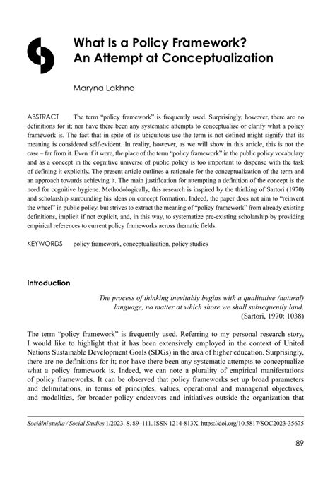 Pdf What Is A Policy Framework An Attempt At Conceptualization