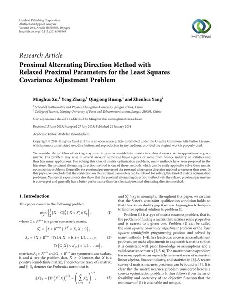 Pdf Proximal Alternating Direction Method With Relaxed Proximal Parameters For The Least