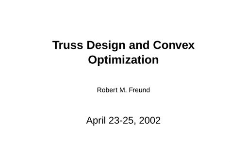 Pdf Truss Design And Convex Optimization · Outline Physical Laws Of A Truss