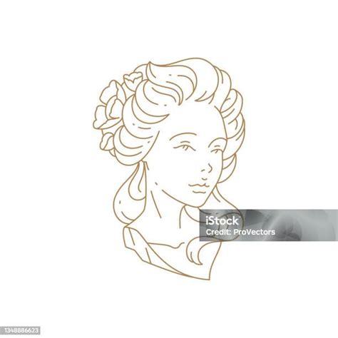 우아한 신화 그리스 여신 여자 흉상 Lineart 벡터 일러스트 중세 기념물 여성 로고에 대한 스톡 벡터 아트 및 기타 이미지 로고 여자 그리스 문화 Istock