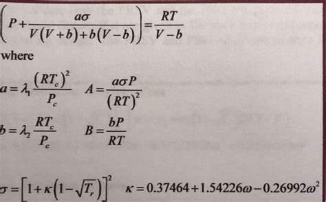 Solved Use Peng Robinsons Equation