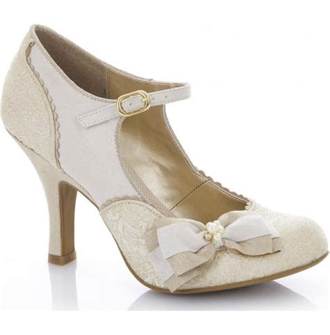 Ruby Shoo Womens Maria Cream Gold Court Shoes 09155