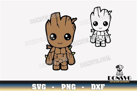 Happy Baby Groot SVG Superhero Outline png clipart for T-Shirt Design ...