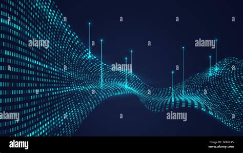 Abstract Modern Technology Digital Futuristic Big Data Concept Blue Squares Pixel Dynamic