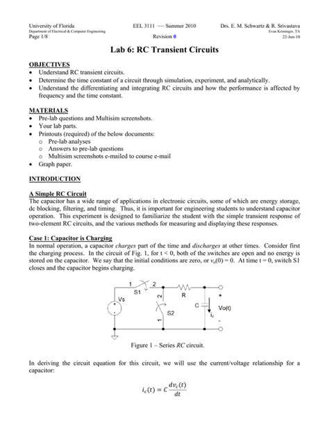 RC Transient Circuits Lab Manual EEL