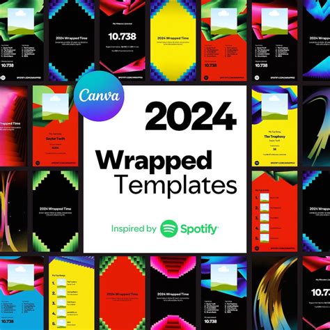 2024 Spotify Wrapped Templates Spotify Canva Templates Social Media Spotify Story