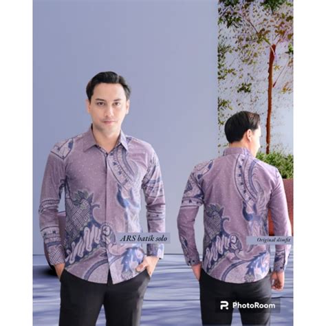 Jual Batik Ungu Taro Atau Mouve Kemeja Batik Pria Slimfit Baju Batik