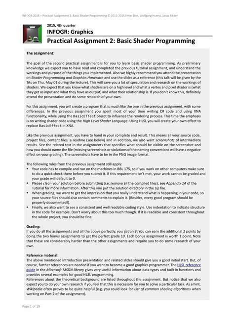 pdf infogr graphics practical assignment 2 basic shader