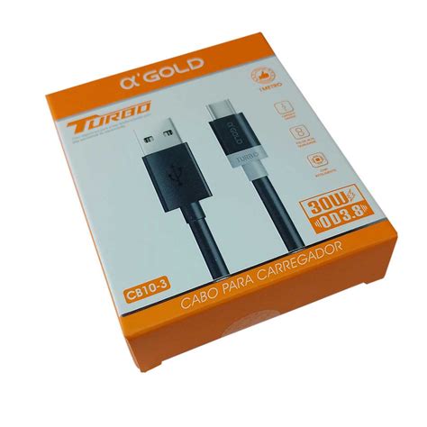 Cabo Tipo C Turbo Agold 1 Metro Cb10 3 30w JNW Soluções em Informática