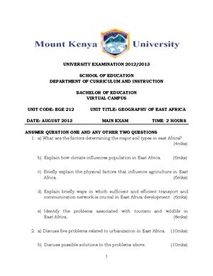 Geog Bk2 Mr Ogoti R Lecture Notes For Lecturing And Preparation For Exams GEOGRAPHY FORM